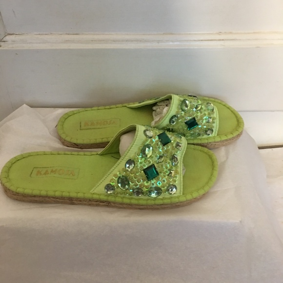 Kamosa | Shoes | Kamosa Made In Spain Green Crystals Pailletes | Poshmark